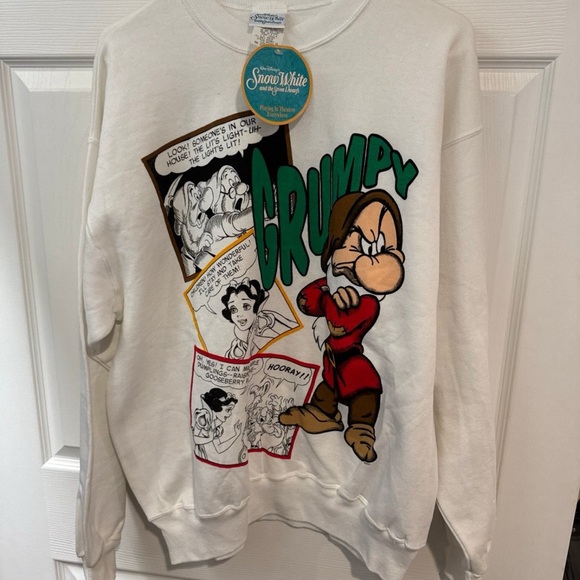 Disney | Sweaters | Disney Grumpy Comic Graphic White Crewneck Sweater ...